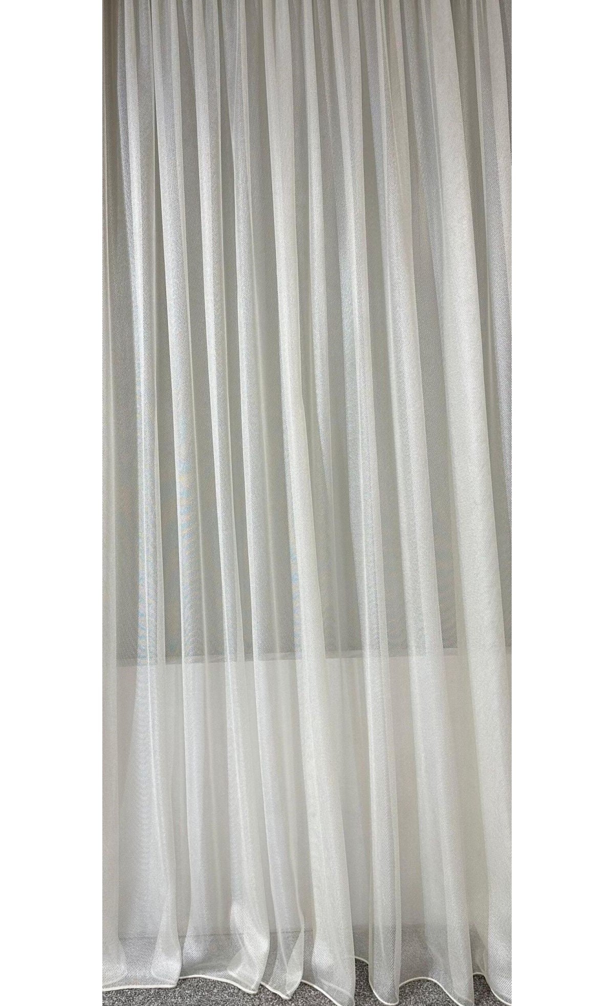 Perdea mătase combinată cu in 19240/01, albă, transparentă, cu inserți